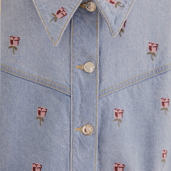 FARM Rio | Jackets & Coats | Farm Rio Rose Embroidered Denim Jacket ...